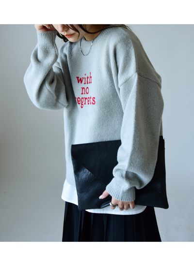 ロゴ刺繍ニットプルオーバー M-L 【メール便対応不可 ロゴ刺繍ニットプルオーバー M-L 【メール便対応不可